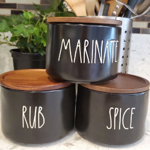 Rae Dunn | Kitchen | Rae Dunn Set Of 3 Stacking Spice Jars Black Spice ...